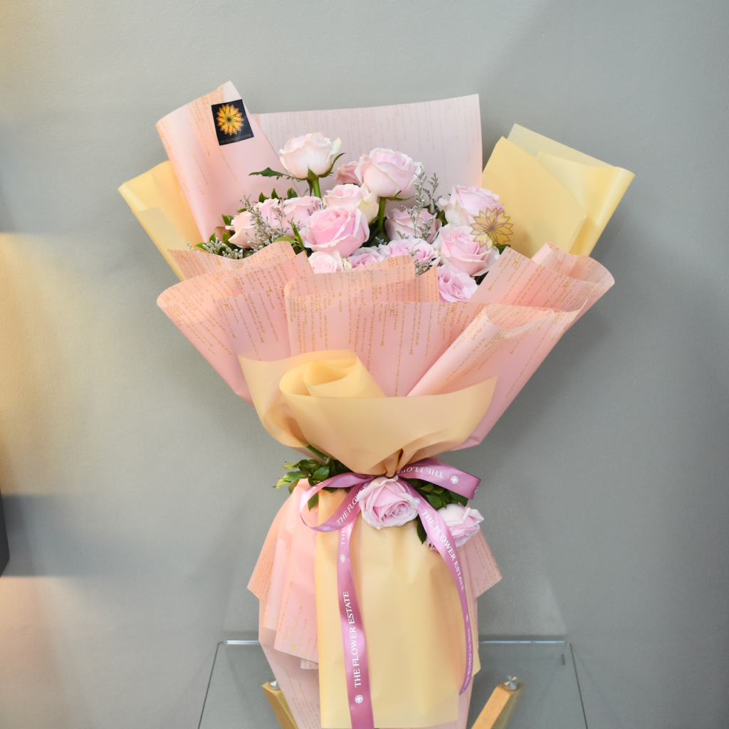 18th Birthday Bouquet with 18pc Pink Colombian Roses - The Flower Estate